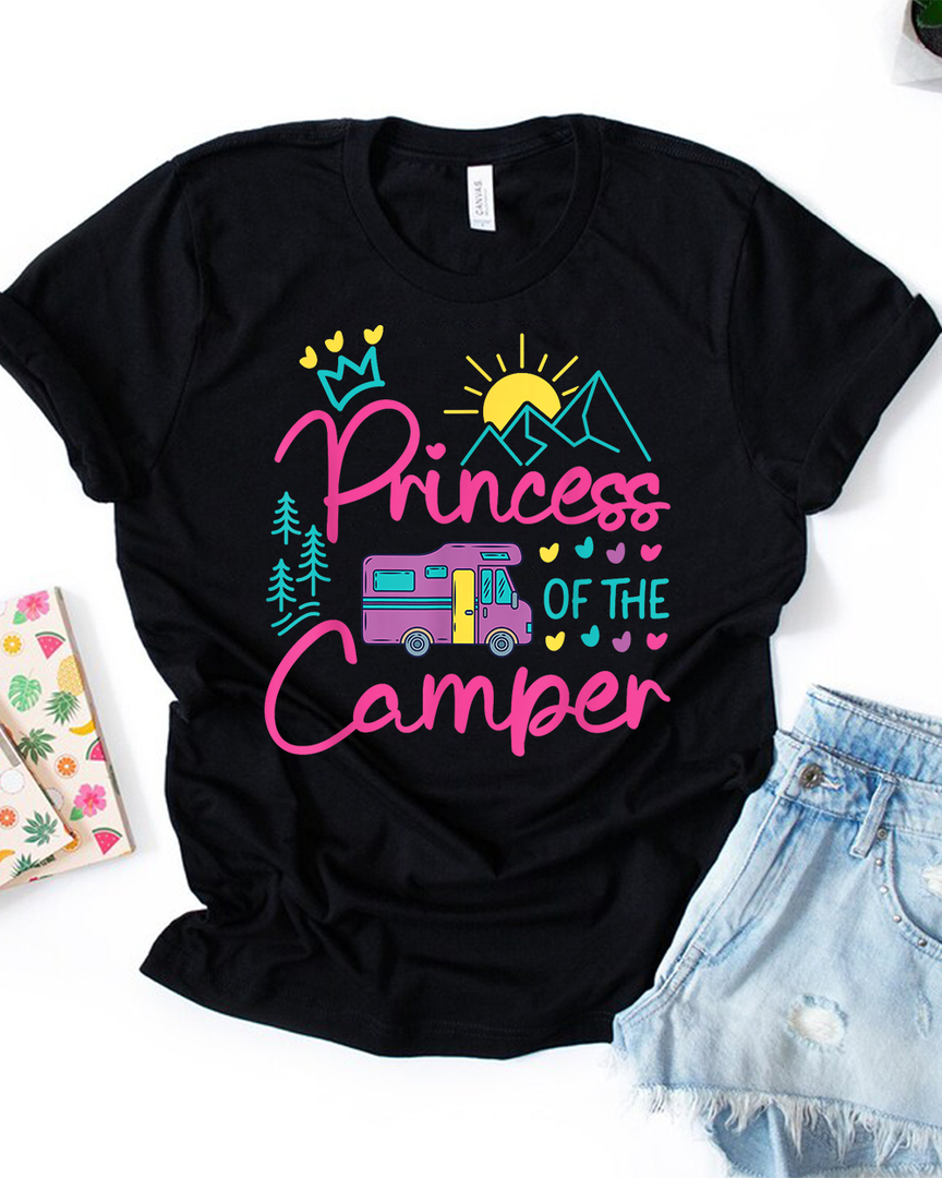 Camping Family Girl Campervan Motorhome Princess Camper T-Shirt